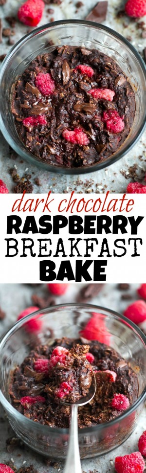 Dark Chocolate Raspberry Breakfast Bake | running with spoons
