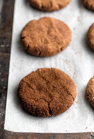 Chewy Flourless Gingerbread Cookies | running with spoons